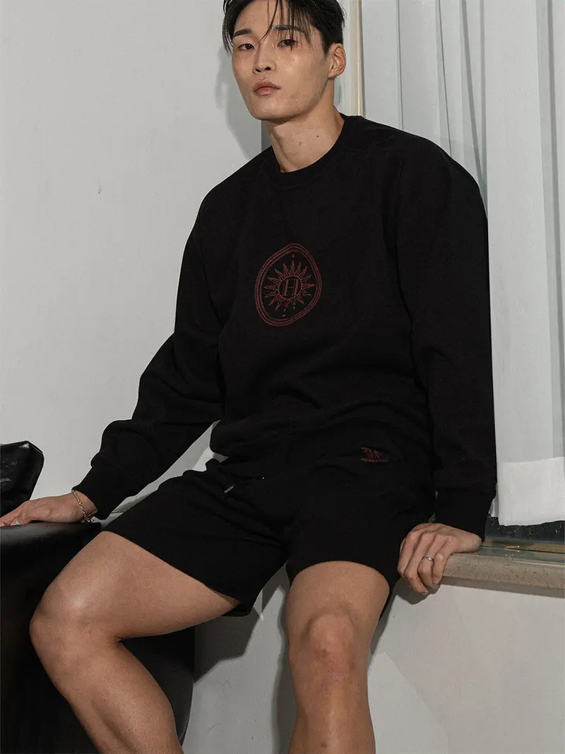 [HELIOS STUDIO]OVER FIT SWEATSHIRTS SIGNATURE.1_BLACK RED- 직장인 남성 쇼핑몰 댄블